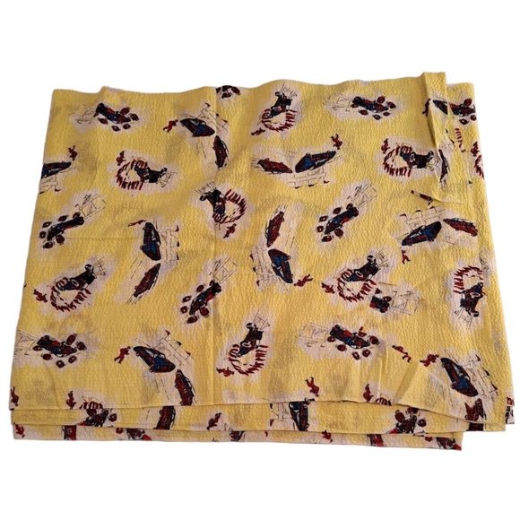 Other | Vtg Drag Racing Car Auto Stunt 5 Yd Fabric Seersucker Yellow ...